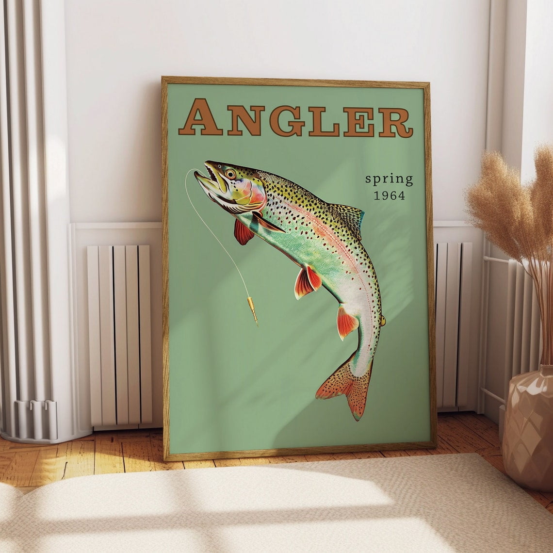 Trout Fly Fishing Vintage Poster Art Retro Travel Poster Cabin Wall ...