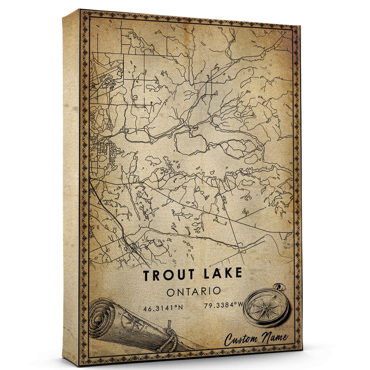 Trout Lake Map Poster, Ontario Map Art Poster, Canvas, Trout Lake Map ...