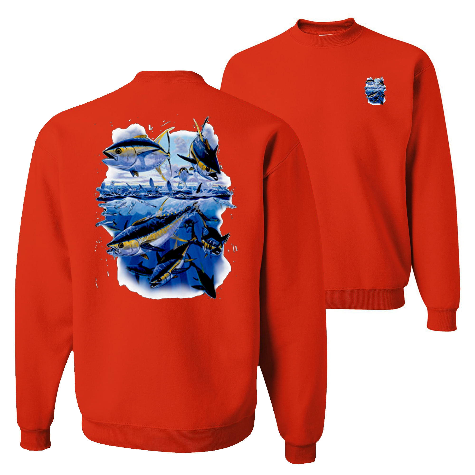 Trout Largemouth Bass Fish Fishing Lovers FRONT AND BACK Mens Crew Neck ...