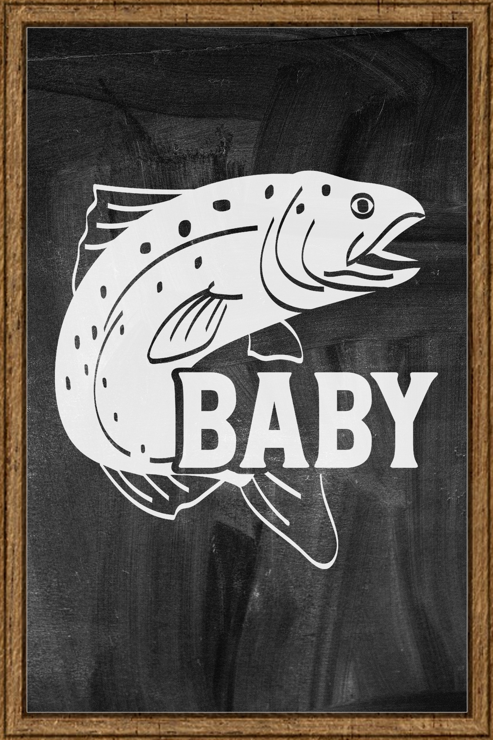 Trout baby child fisherman fishing family river fish Tin Sign Chalk ...