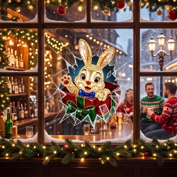 Trovenix Christmas Window Decals PVC Static Cling Broken Glass Style ...