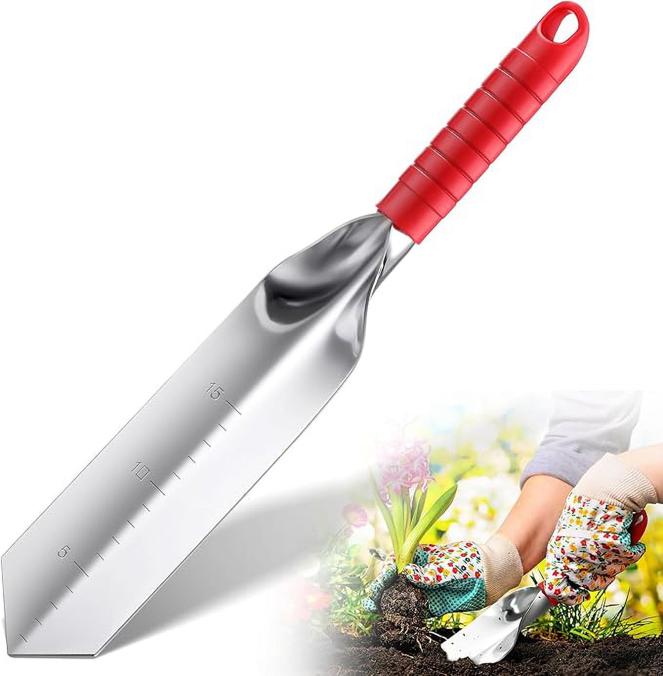 Trowel Garden Tool, 14'' Polished Stainless Steel Garden Shovel with ...
