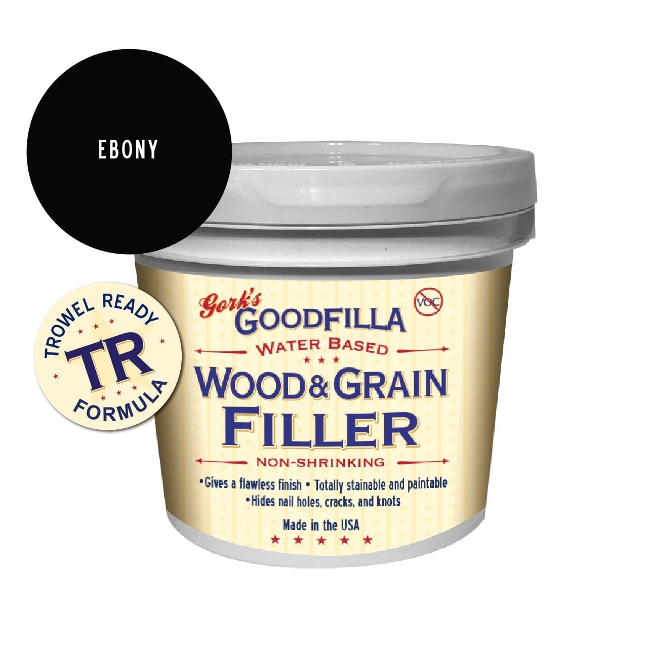 GoodFilla Trowel-Ready Water-Based Wood & Grain Filler, Ebony, gallon ...