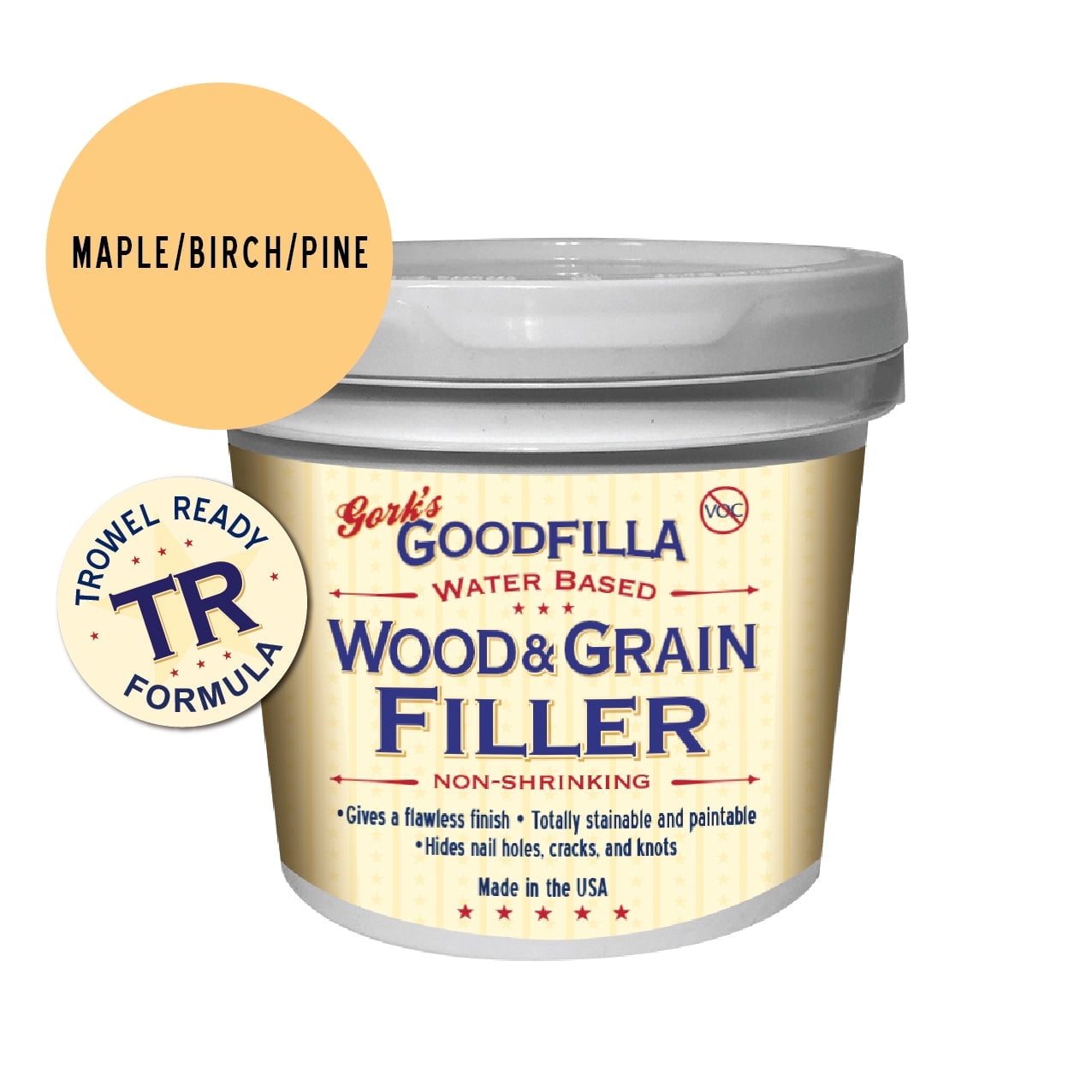 GoodFilla Water-Based Wood and Grain filler (Trowel Ready), Maple/Birch ...