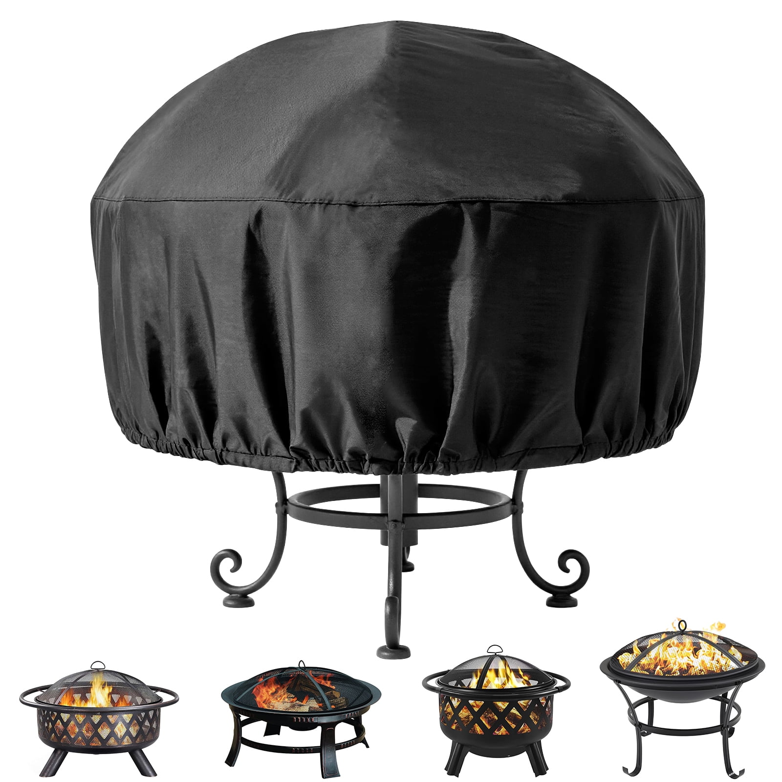Troxlin Round Fire Pit Cover, Waterproof & UV Resistant Lid for Outdoor ...