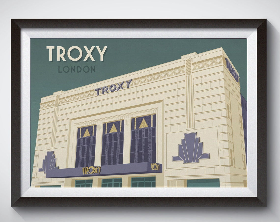 Troxy London Poster, Art Deco Print, Music Venue, Stepney, Theatre ...