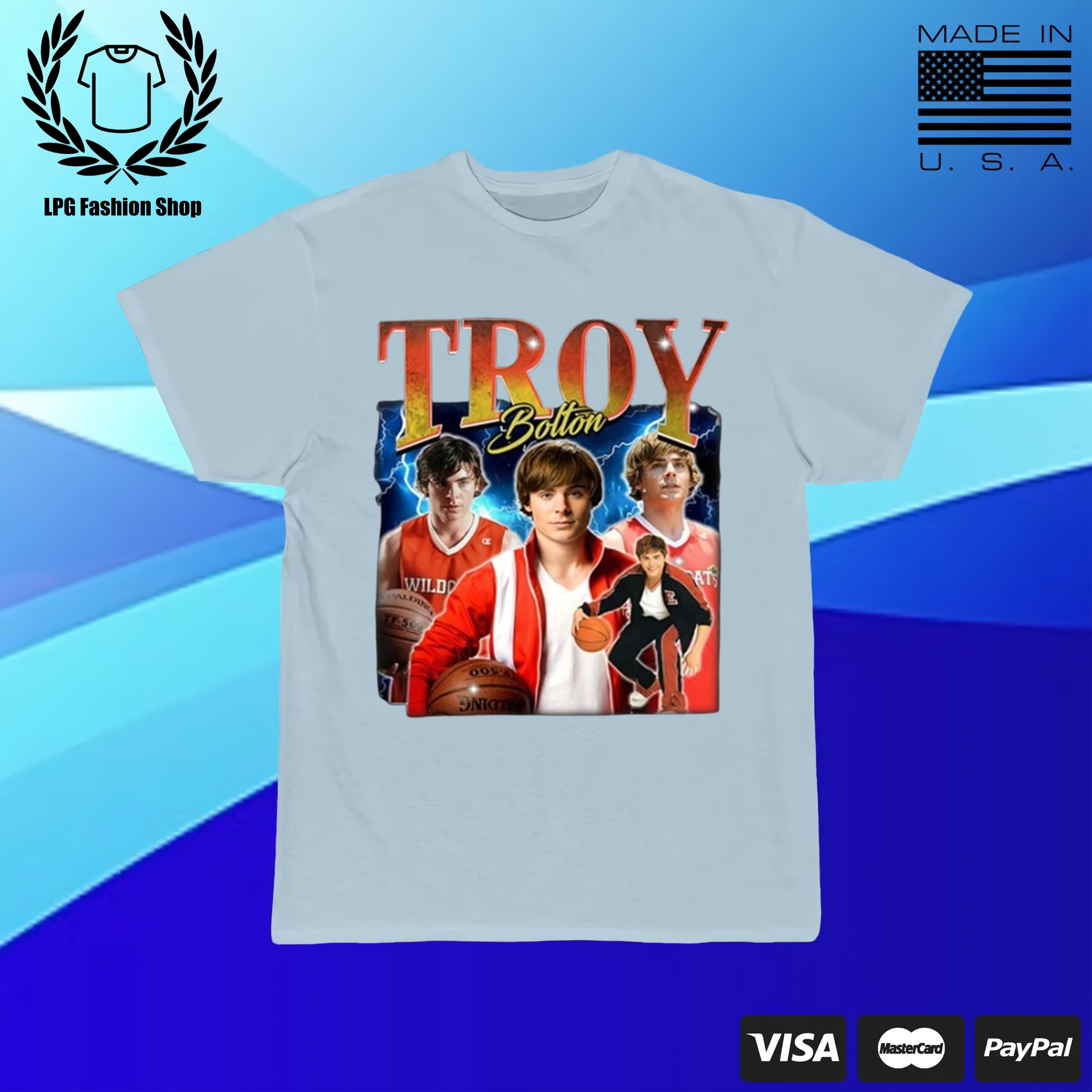 Troy Bolton Tshirt ,zac efron merchandise,zac efron shirt,zac efron ...