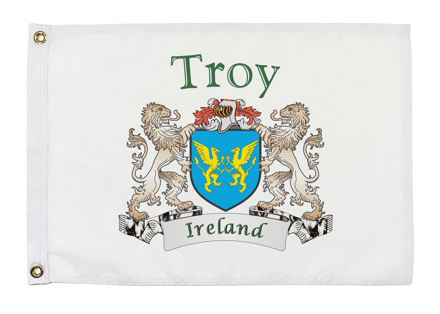 Troy Irish Coat of Arms Small White Flag - 16"x10.5" inches - Walmart.com