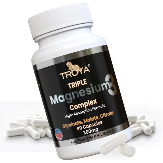 Troya Triple Magnesium Complex, 300mg, Magnesium Glycinate, Citrate ...