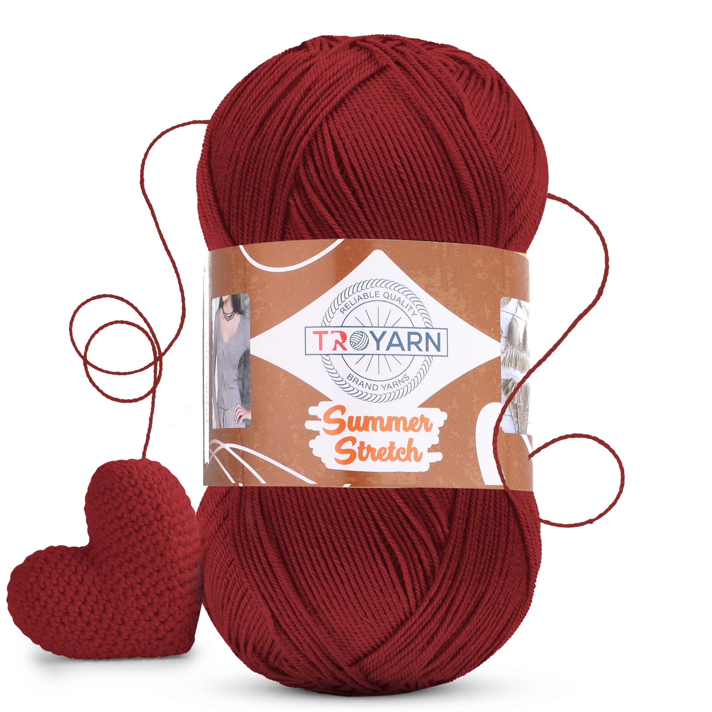 Troyarn Summer Stretch Acrylic Yarn for Crocheting - 1 Skein Red Yarn ...