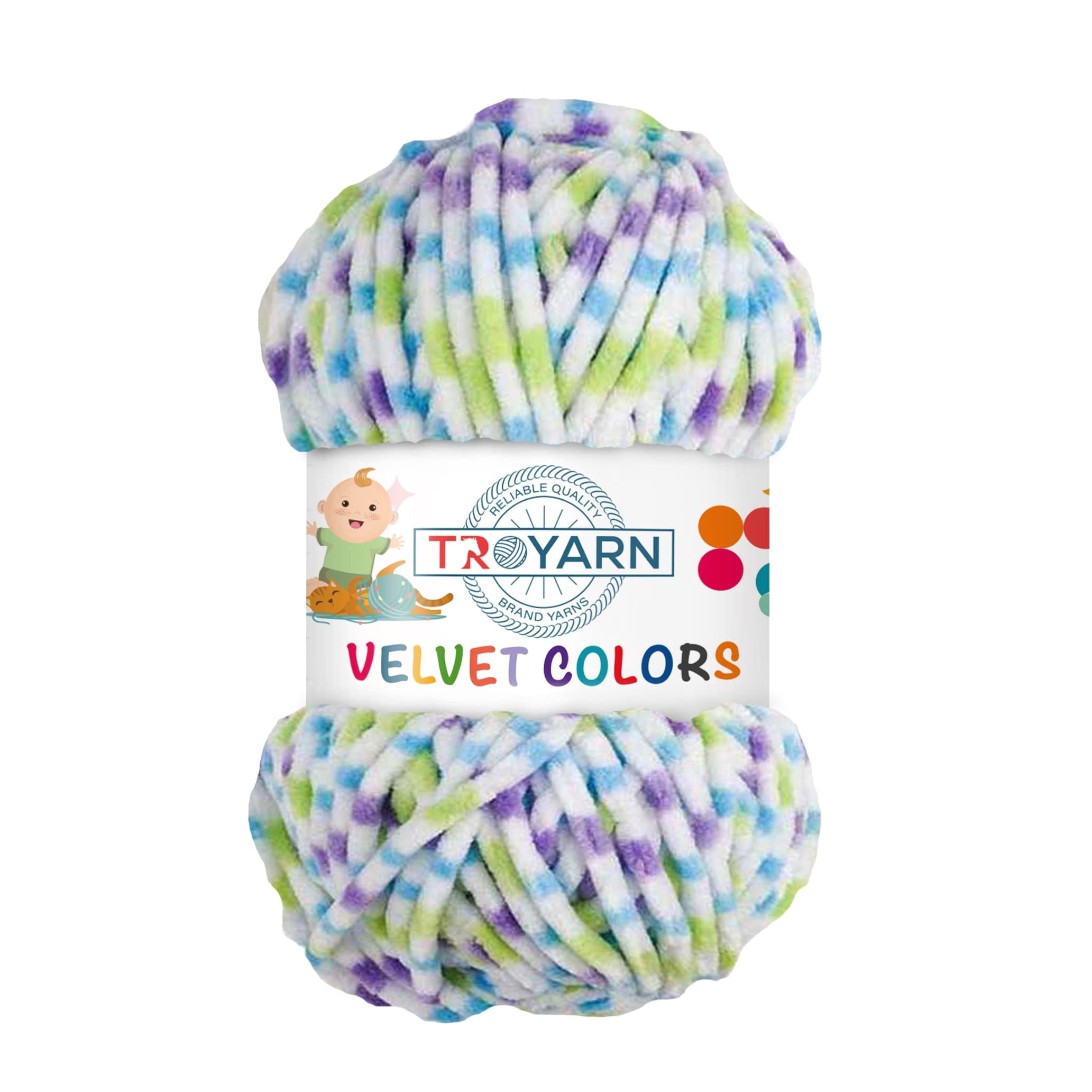 Troyarn Velvet Colors Chenille Baby Blanket Yarn Amigurumi Yarn for ...
