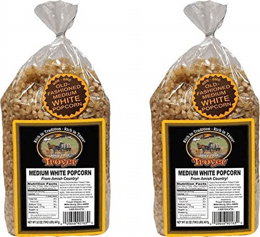Troyer Whole Kernel Unpopped Popcorn, Non-GMO, Two 32 oz. Bags (Medium ...