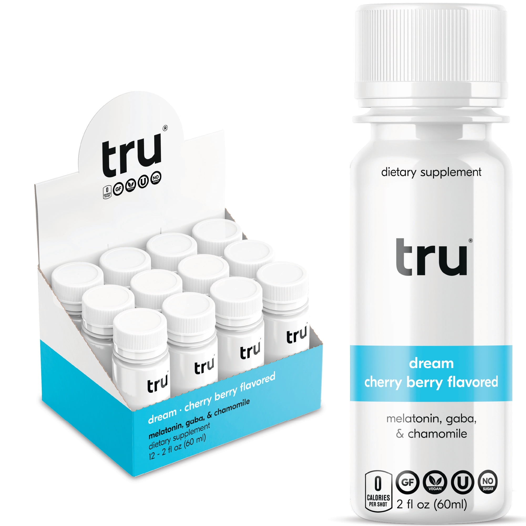 Tru Dream Shot, Cherry Berry Melatonin Deep Sleep Aid Shots, 2 oz (Pack ...