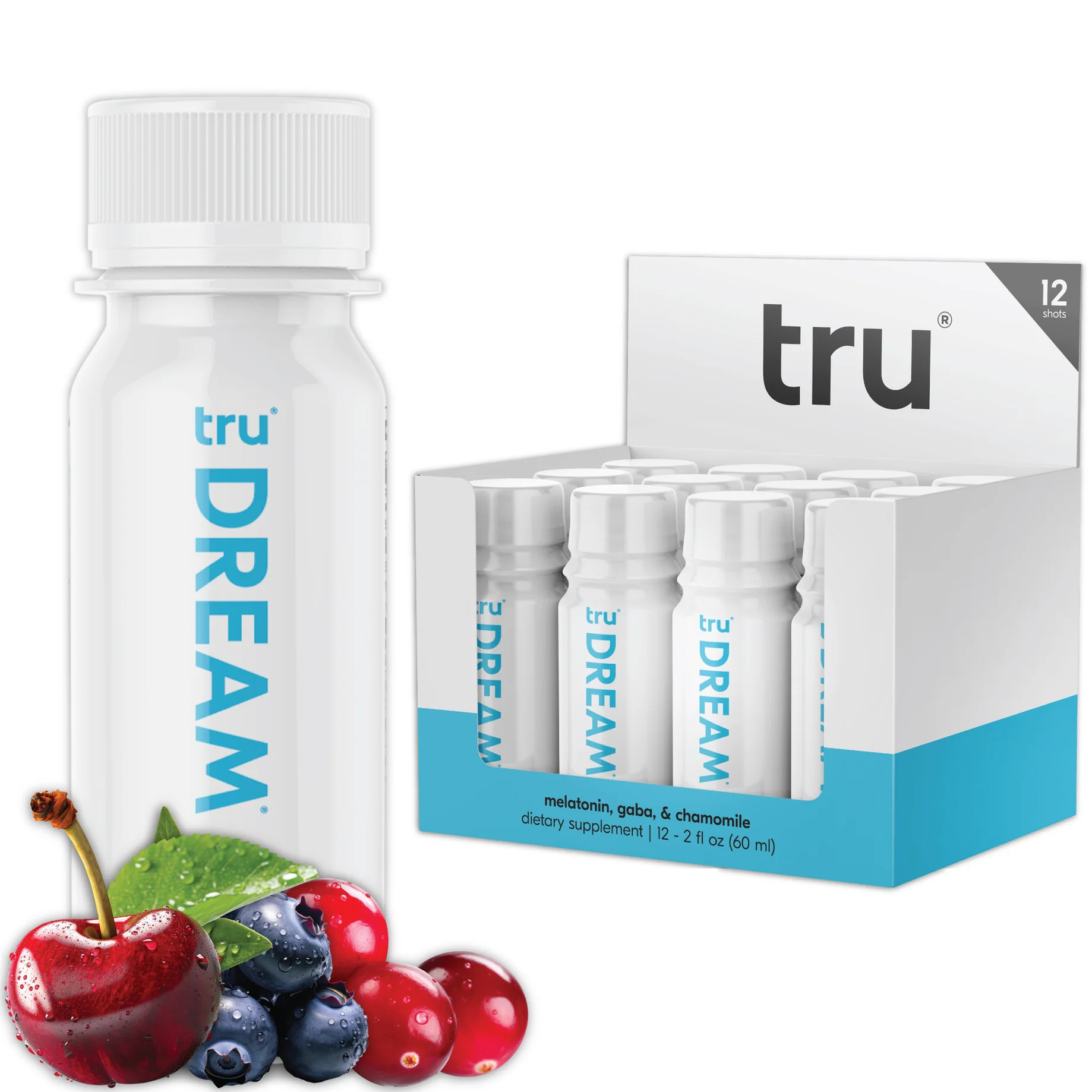 Tru Dream Shot, Cherry Berry Melatonin Deep Sleep Aid Shots, 2 oz (Pack ...