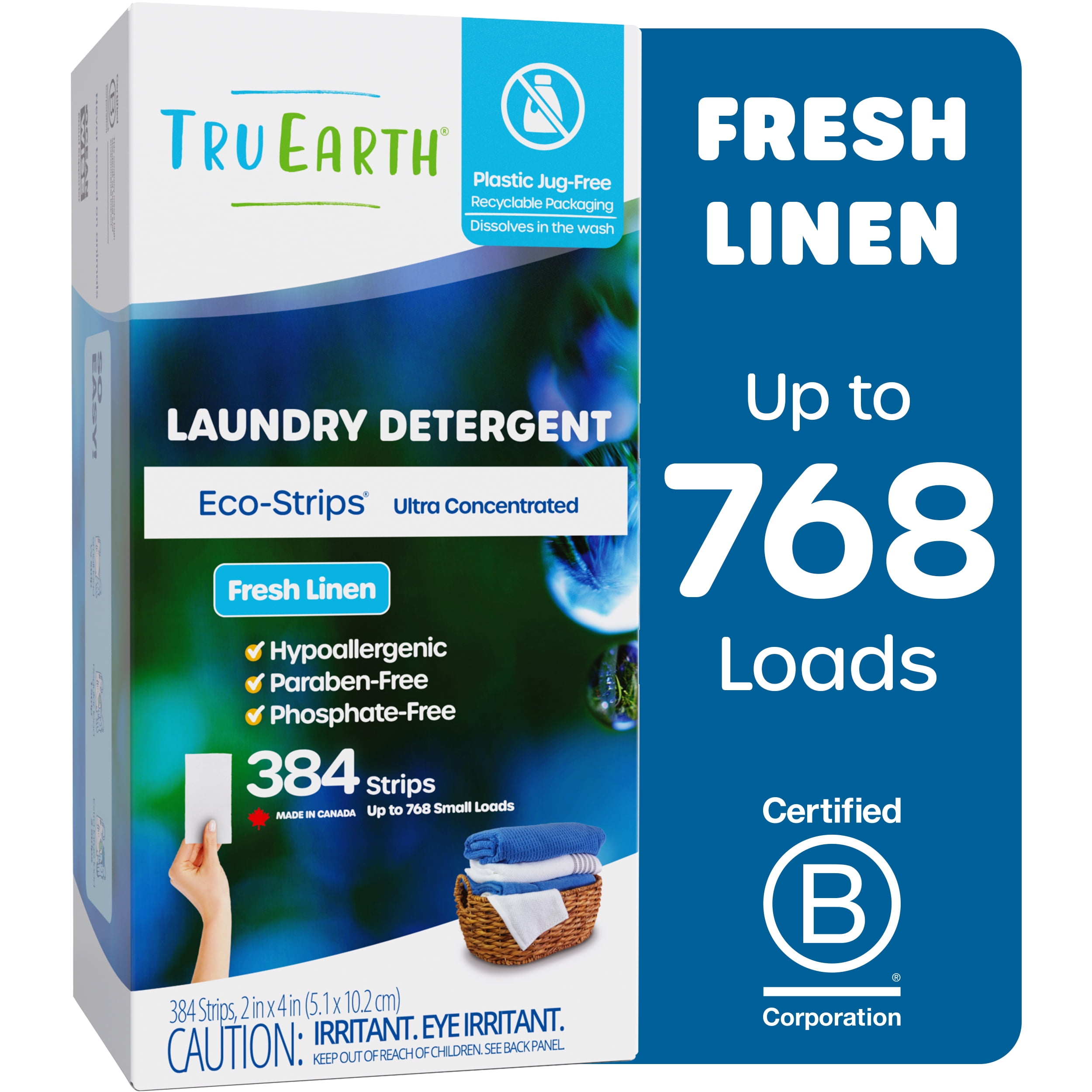 Tru Earth Eco-Strips Laundry Sheets - Fresh Linen - Up to 768 Loads ...