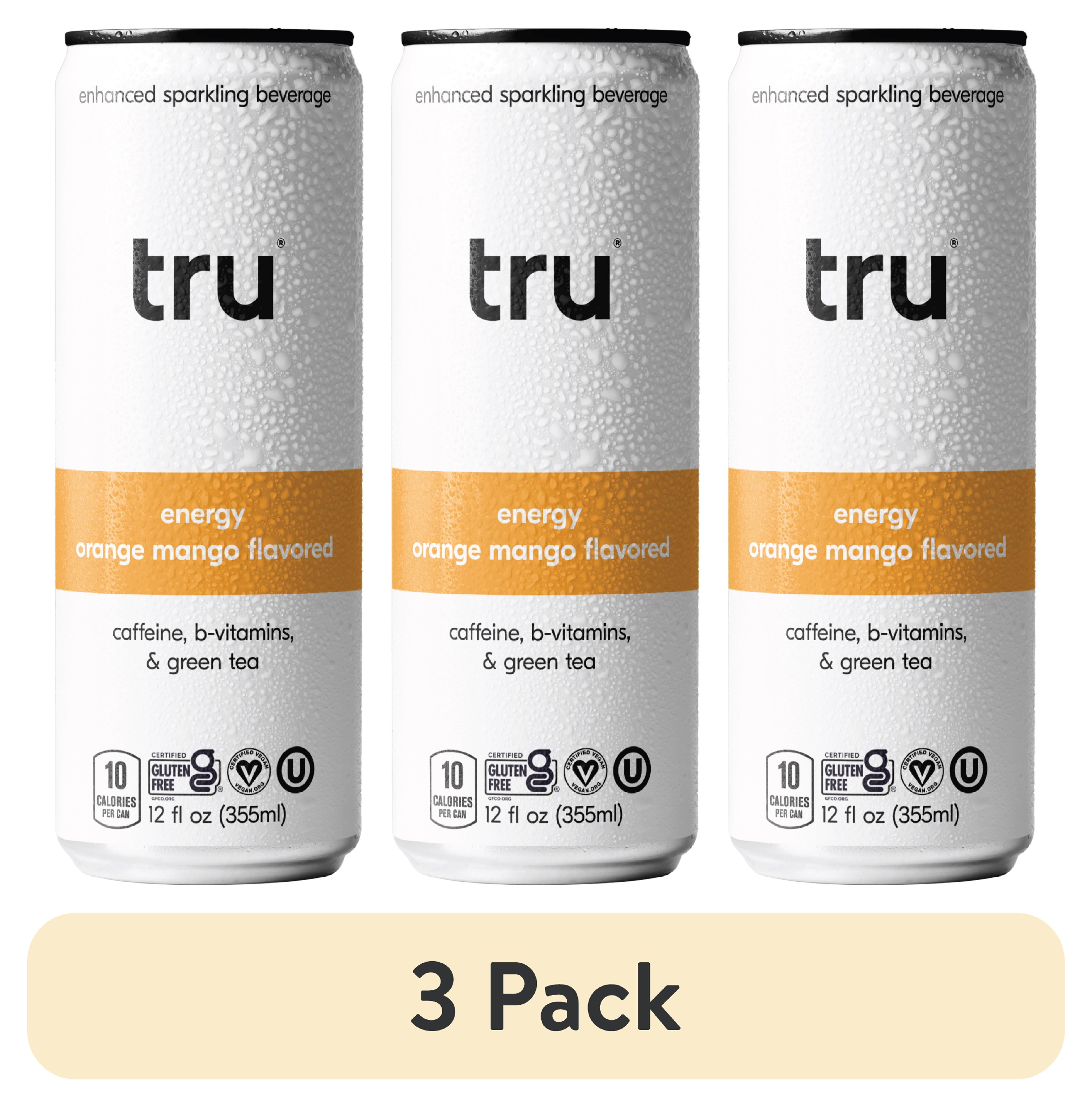 (3 pack) Tru Energy Seltzer, Orange Mango Sparkling Water Clean Energy ...
