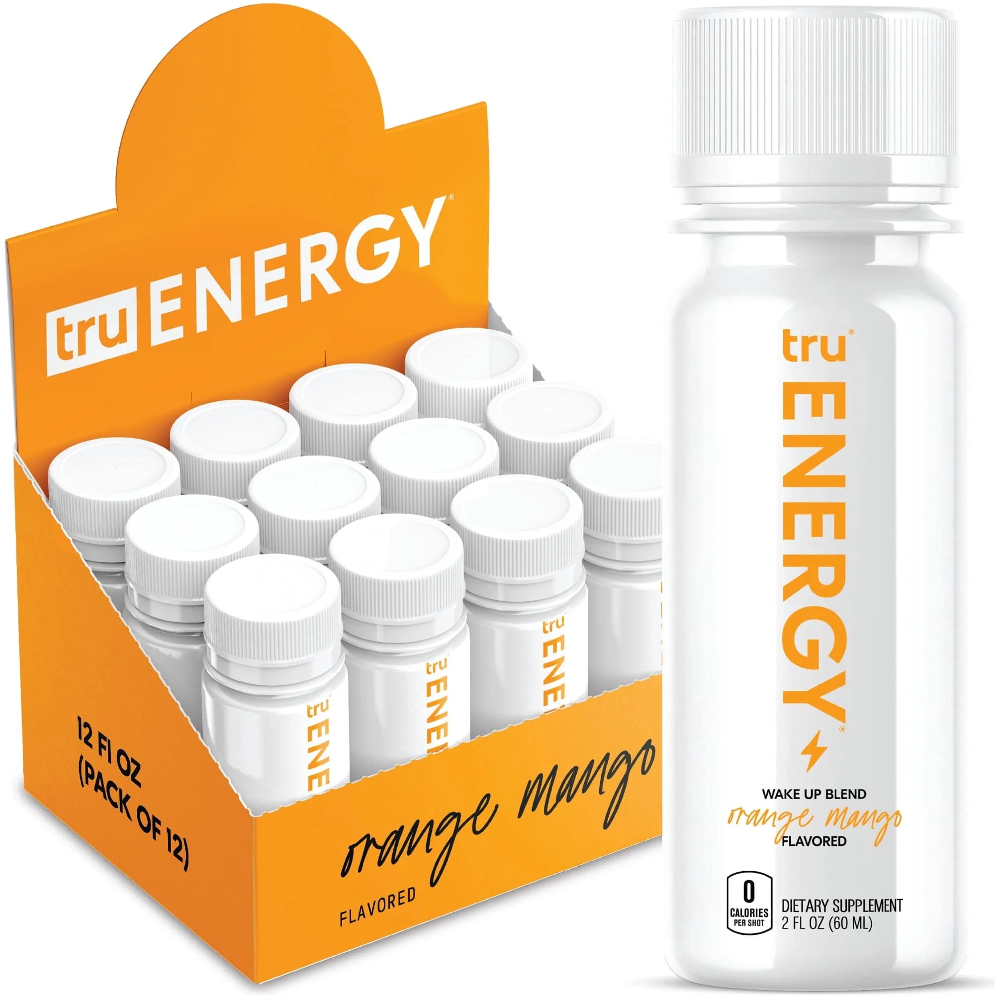 Tru Energy Shot, Orange Mango Extra Strength Clean Energy Shots, 2 oz ...