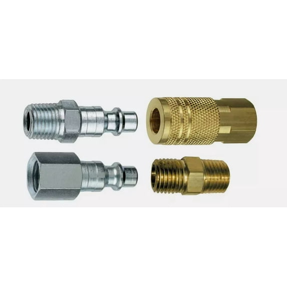 Tru-Flate 1/4 In. Coupler Kit 4 Pc. Air Compressor Hose Fittings F/M ...