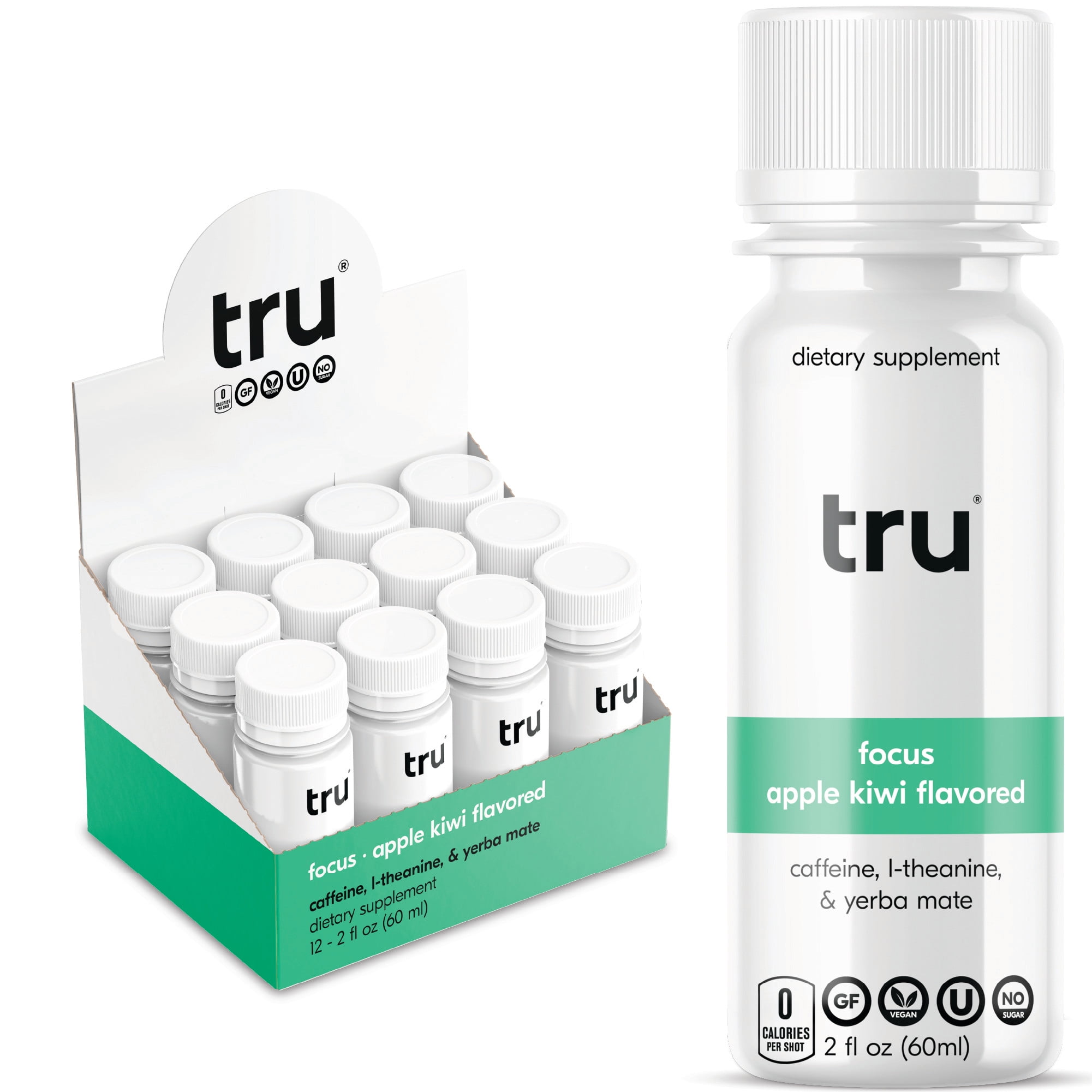 Tru Focus Shot, Apple Kiwi Extra Strength Clean Yerba Mate Energy Shots ...