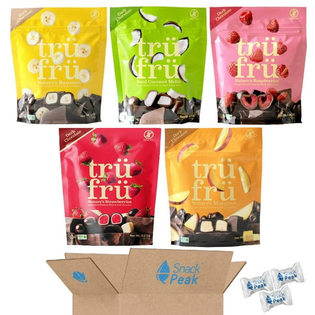 Tru Fru Chocolate Covered Freeze Dried Fruit Variety T Box Coconut Banana Raspberry