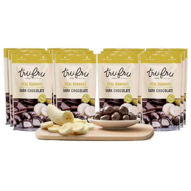 Tru Fru Dark Chocolate Dipped Freeze Dried Fruit 12 Pack Grab And Go Banana