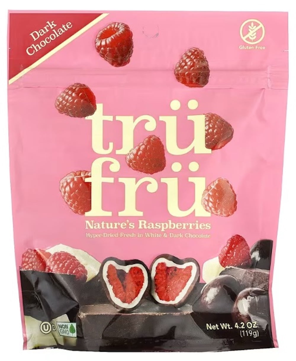 Tru Fru Dark Chocolate Dipped Freeze-Dried Real Raspberries, 4.2oz ...