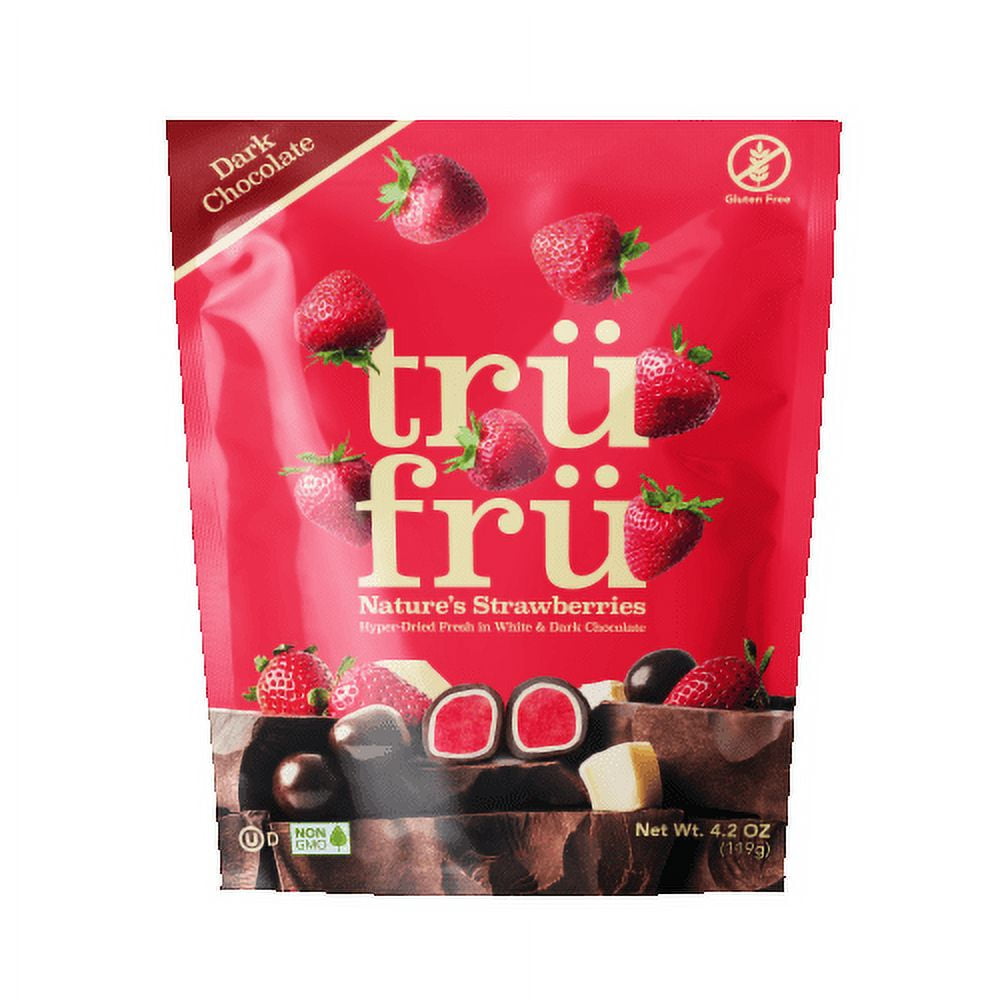 Tru Fru Hyper-Dried Strawberries Covered in Dark Chocolate Candy Bag ...