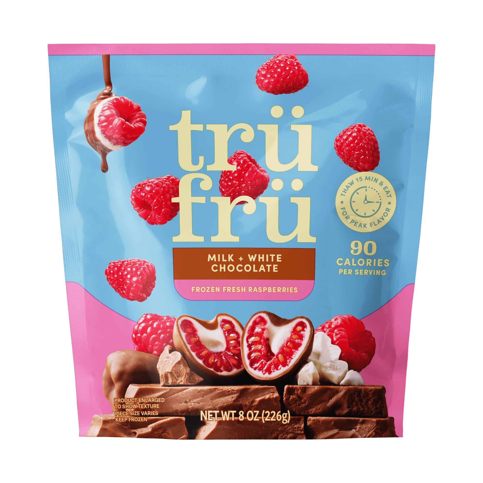 Tru Fru, Frozen Raspberries in Milk & White Chocolate, 8oz - Walmart.com