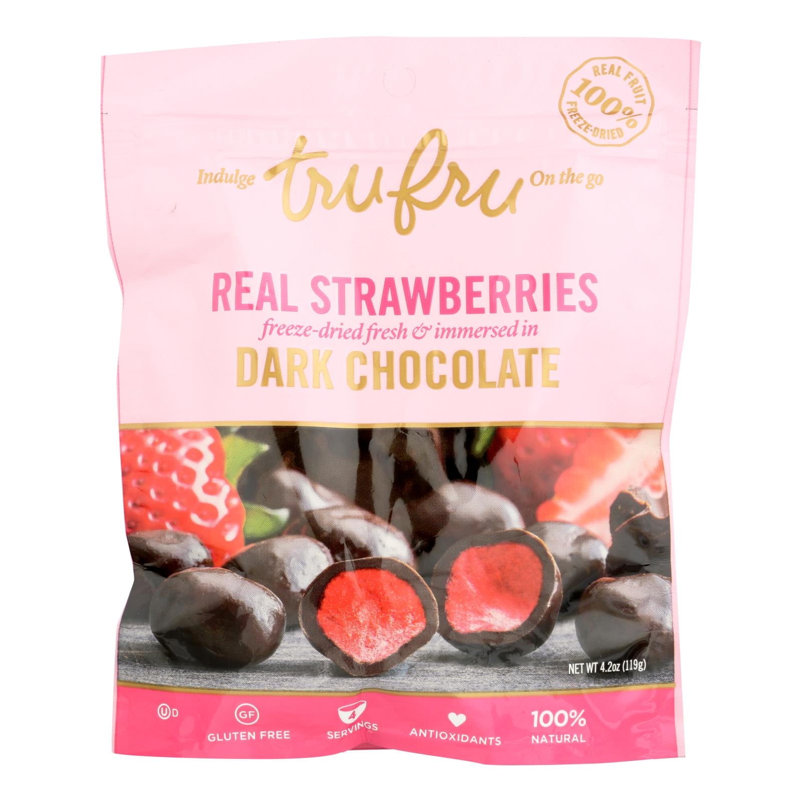 Tru Fru Real Strawberries In Dark Chocolate Freeze-Dried Fruit - Case ...