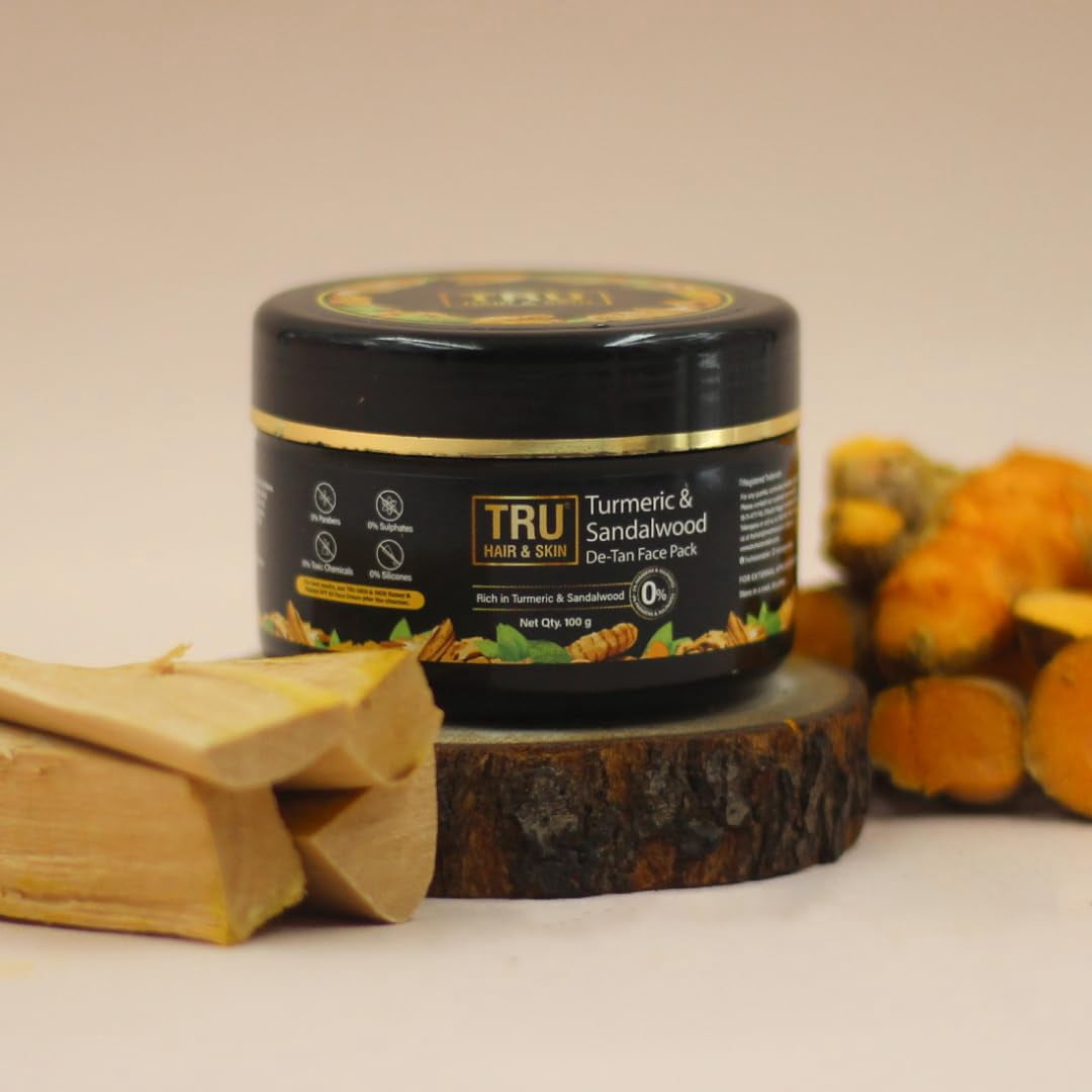 Tru Hair & Skin Turmeric & Sandalwood Detan Face Pack- 95Gms | Fights ...