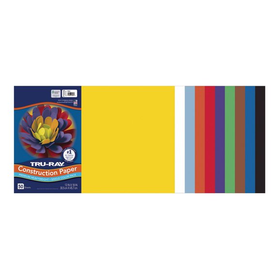 Tru-Ray Pack of 50 Colored Sulphite Construction Paper, 9 x 12 Inches ...