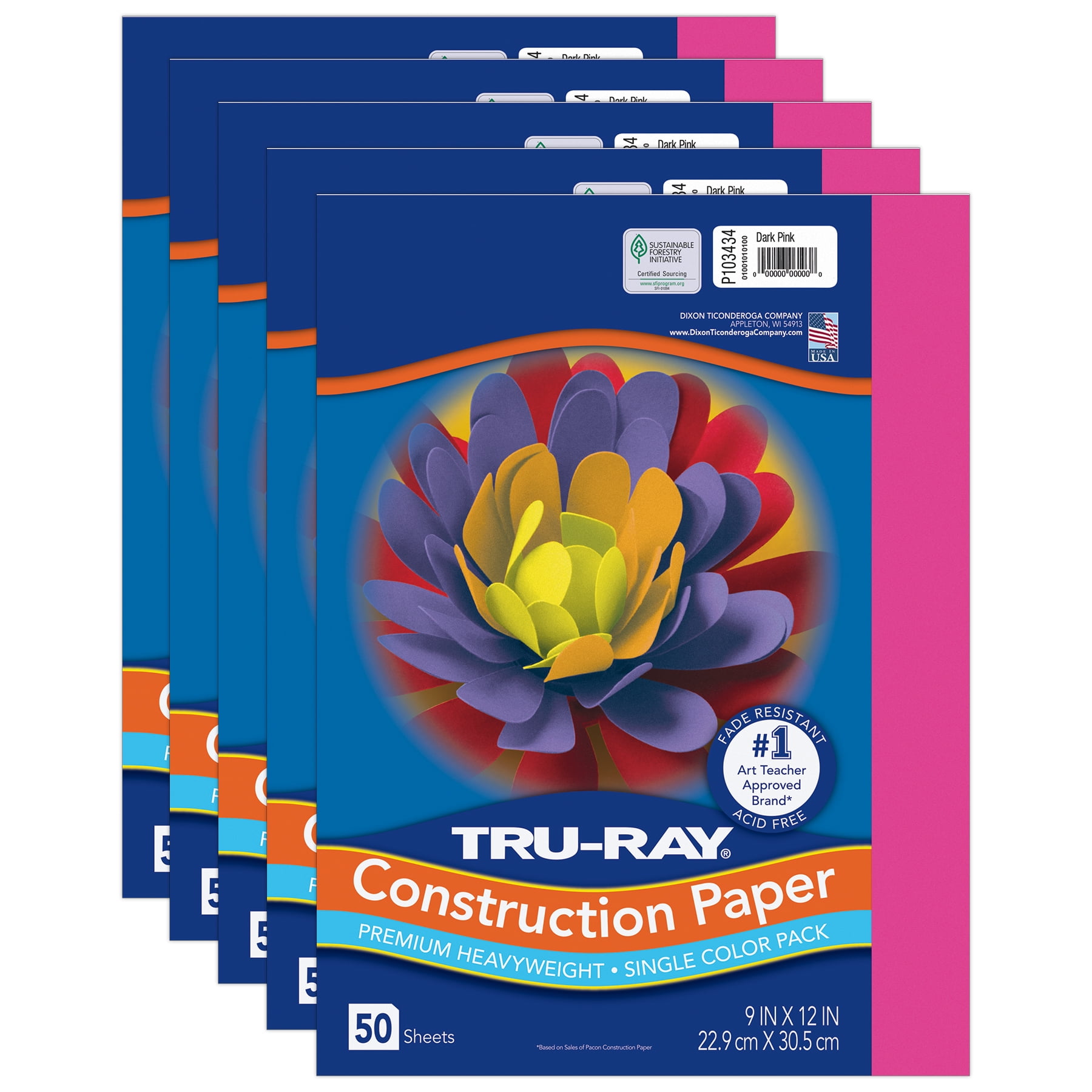 Tru-Ray Construction Paper, Heavyweight, Dark Pink, 9" x 12", 50 Sheets ...