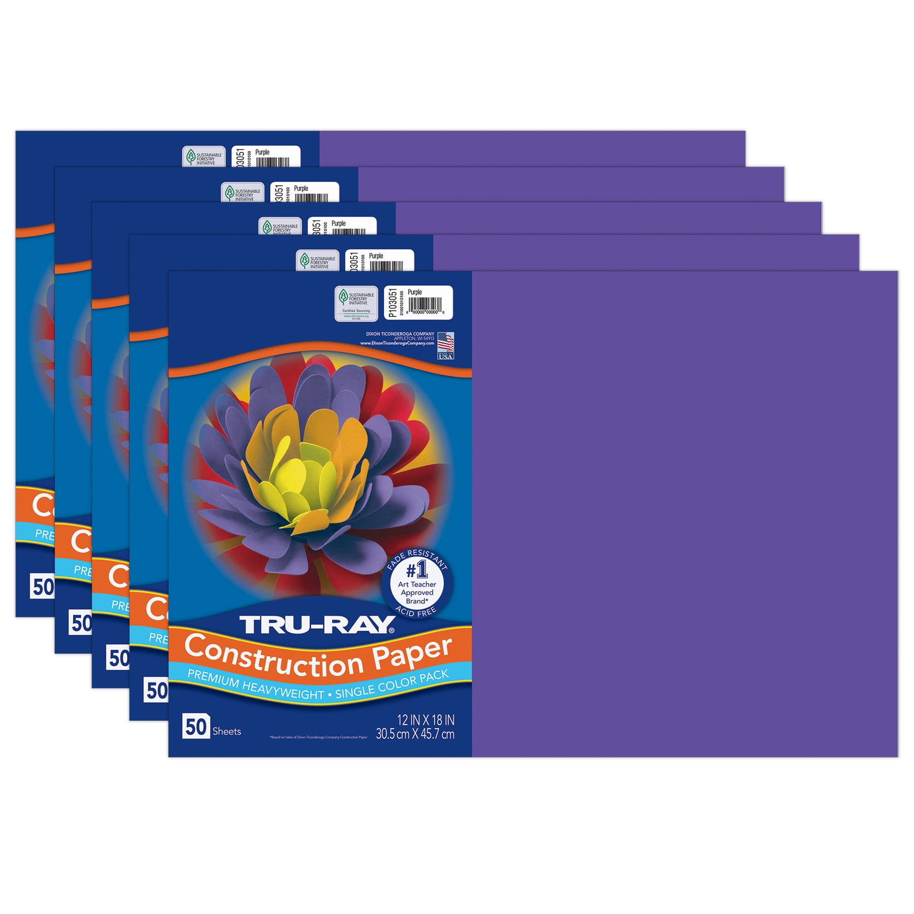 Tru-Ray Construction Paper, Heavyweight, Purple, 12" x 18", 50 Sheets ...