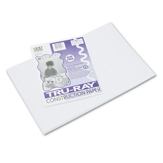 Tru-Ray Heavyweight Sulphite Construction Paper, 12x18 Inches, White ...