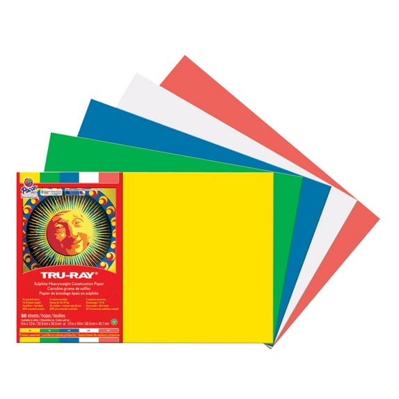 Tru-Ray Sulphite Construction Paper, 76 Pound, 12 x 18 Inches, Primary ...