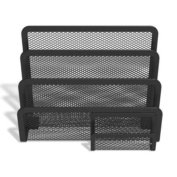 TRU RED Desktop Mail Organizer, 4 Compartment Wire Mesh Letter Holder ...