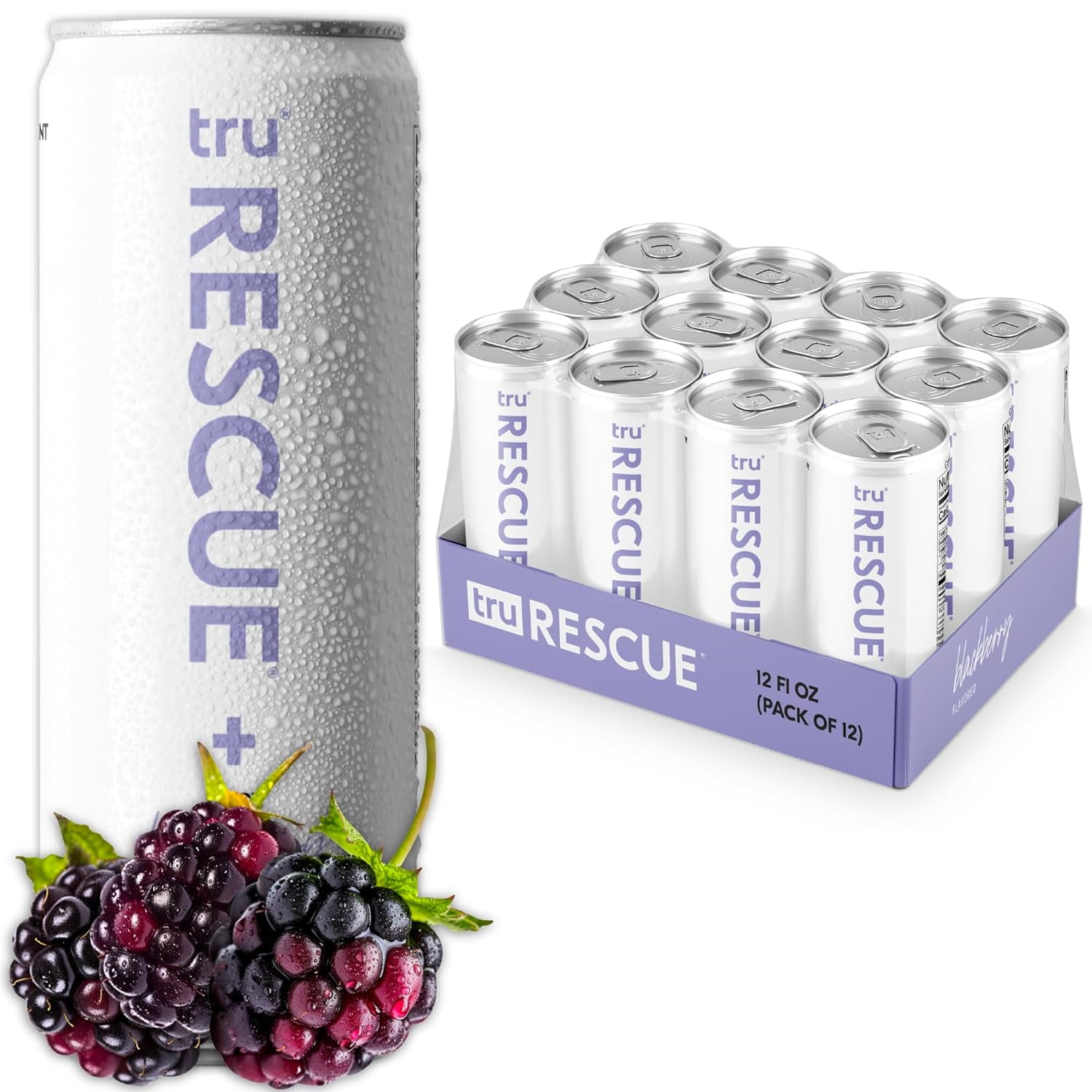 Tru Rescue Seltzer, Blackberry Sparkling Water Electrolytes Detox Drink ...