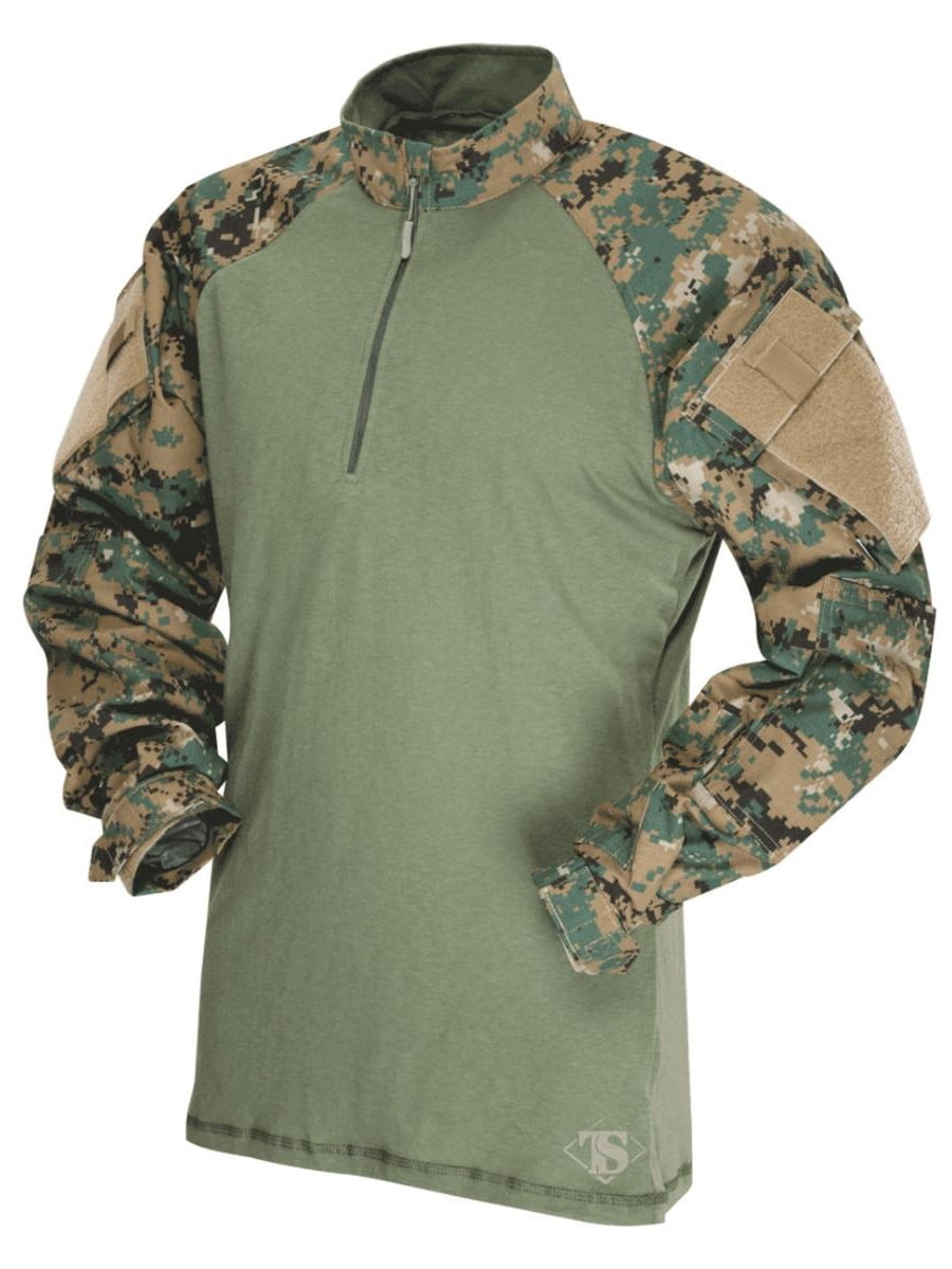 Tru-Spec 2569 1/4 Zip Tactical Response Uniform Combat Shirt, Woodland ...