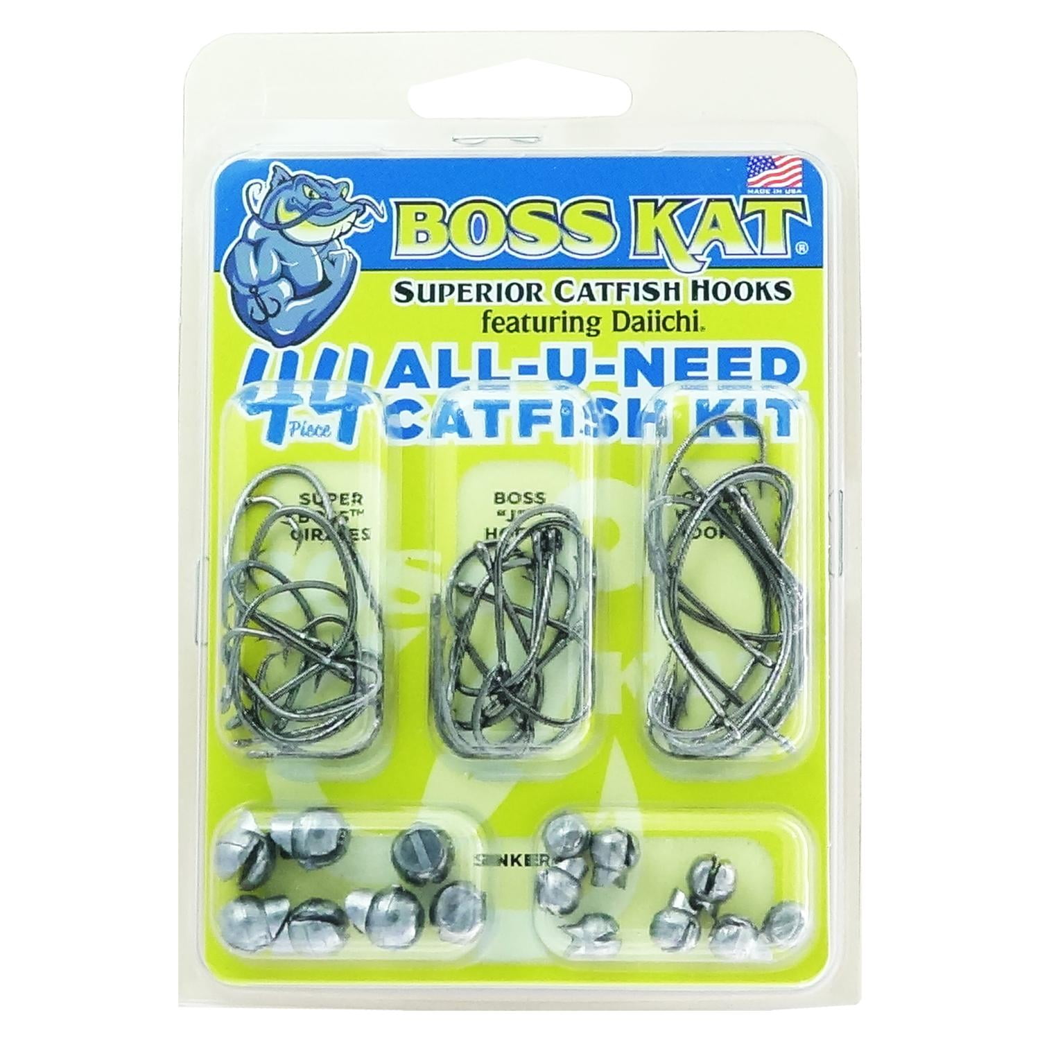 Boss Kat BKHSK ALL-U-NEED 44 pc Hook and Sinker Catfish Kit Made in ...