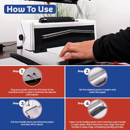 TruBind Coil Binding Machine with Electric Coil Inserter and Adjustable Side Margin | 20 Sheet ...