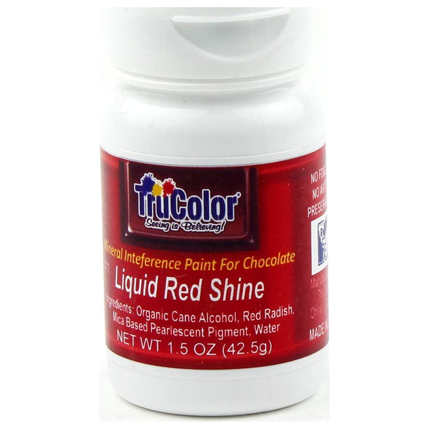 TruColor Liquid Shine 100-Percent-Natural Metallic Red Food Color Paint ...