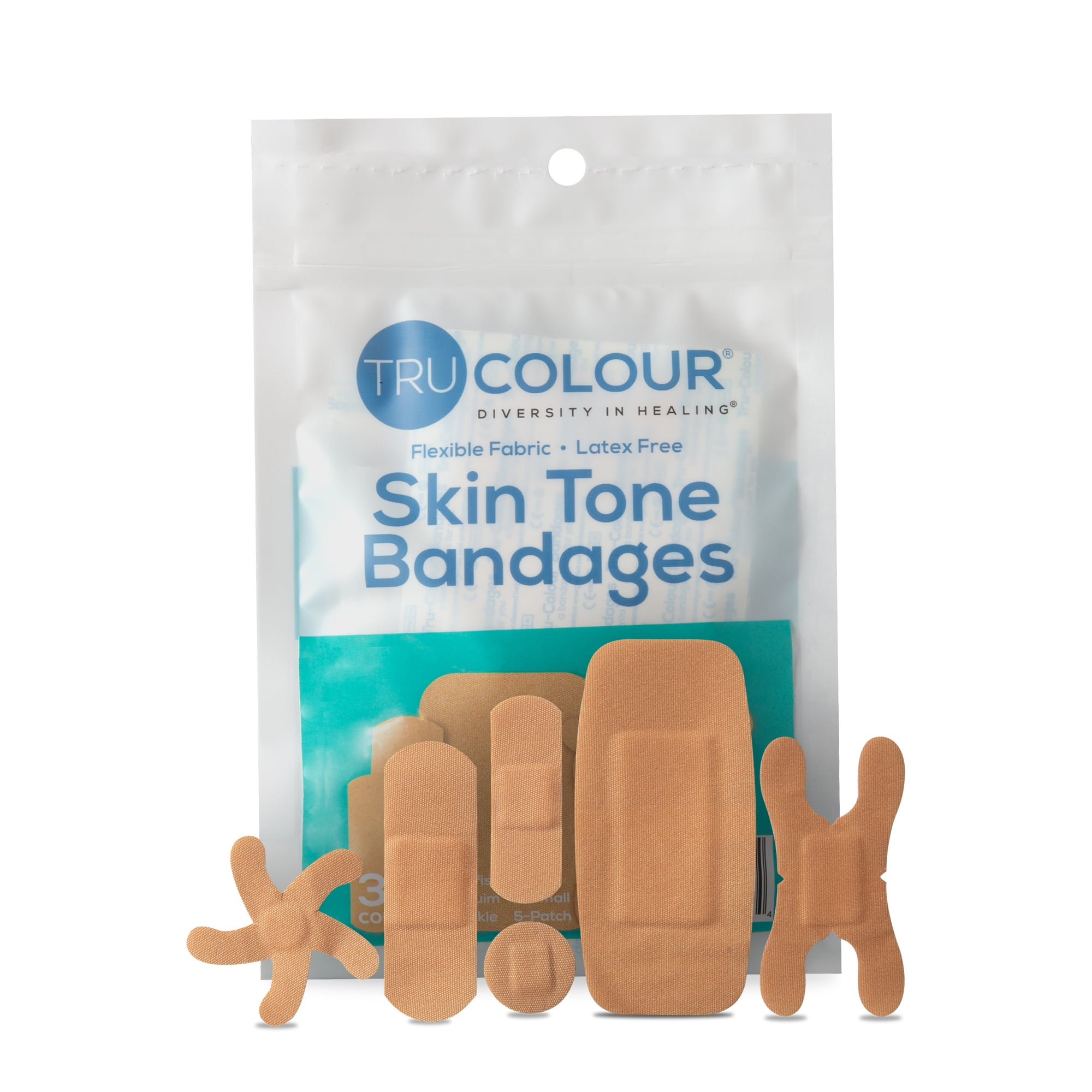 TruColour Skin Tone Bandages, Flexible Fabric, Assorted Shapes - Beige ...