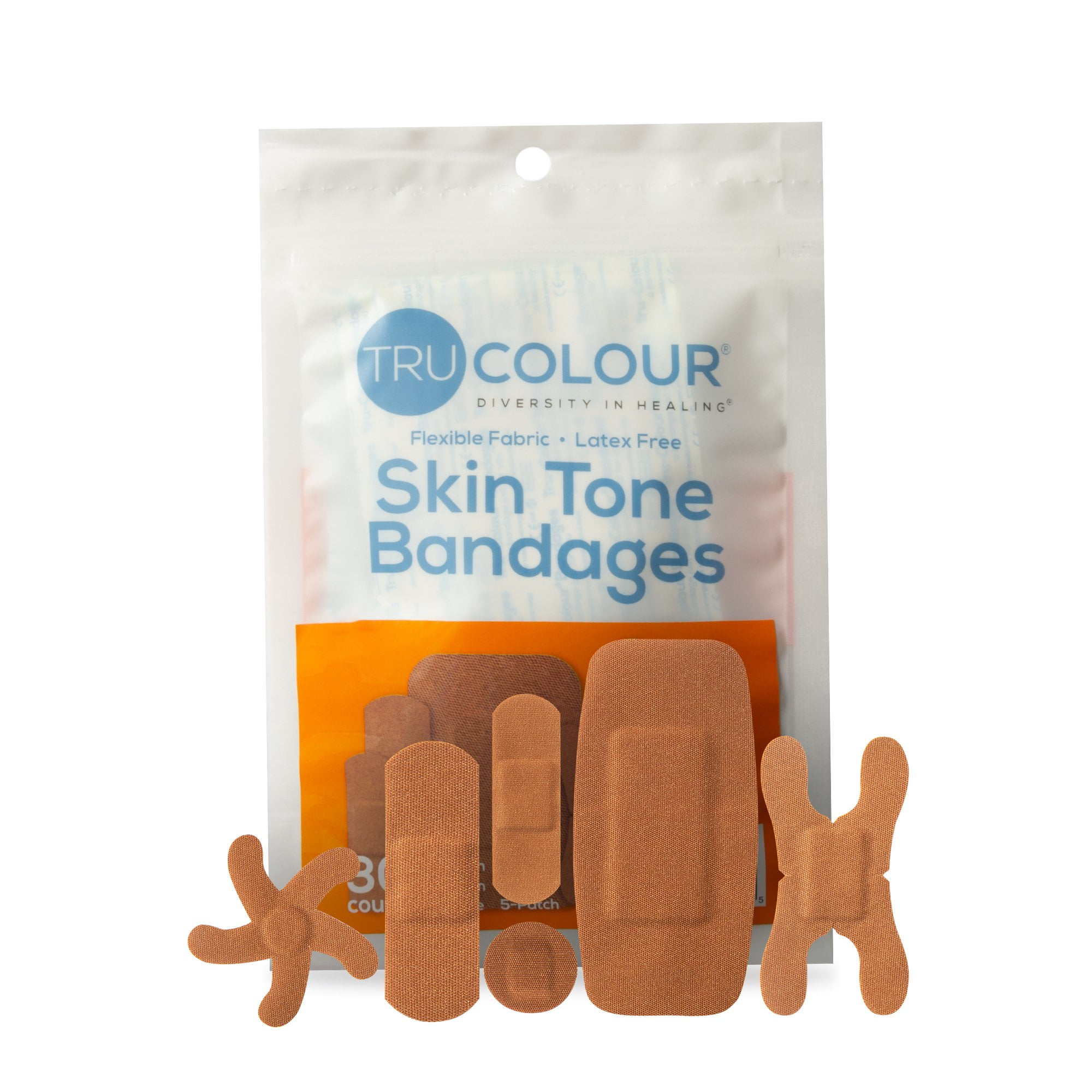 TruColour Skin Tone Bandages, Flexible Fabric, Assorted Shapes - Brown ...