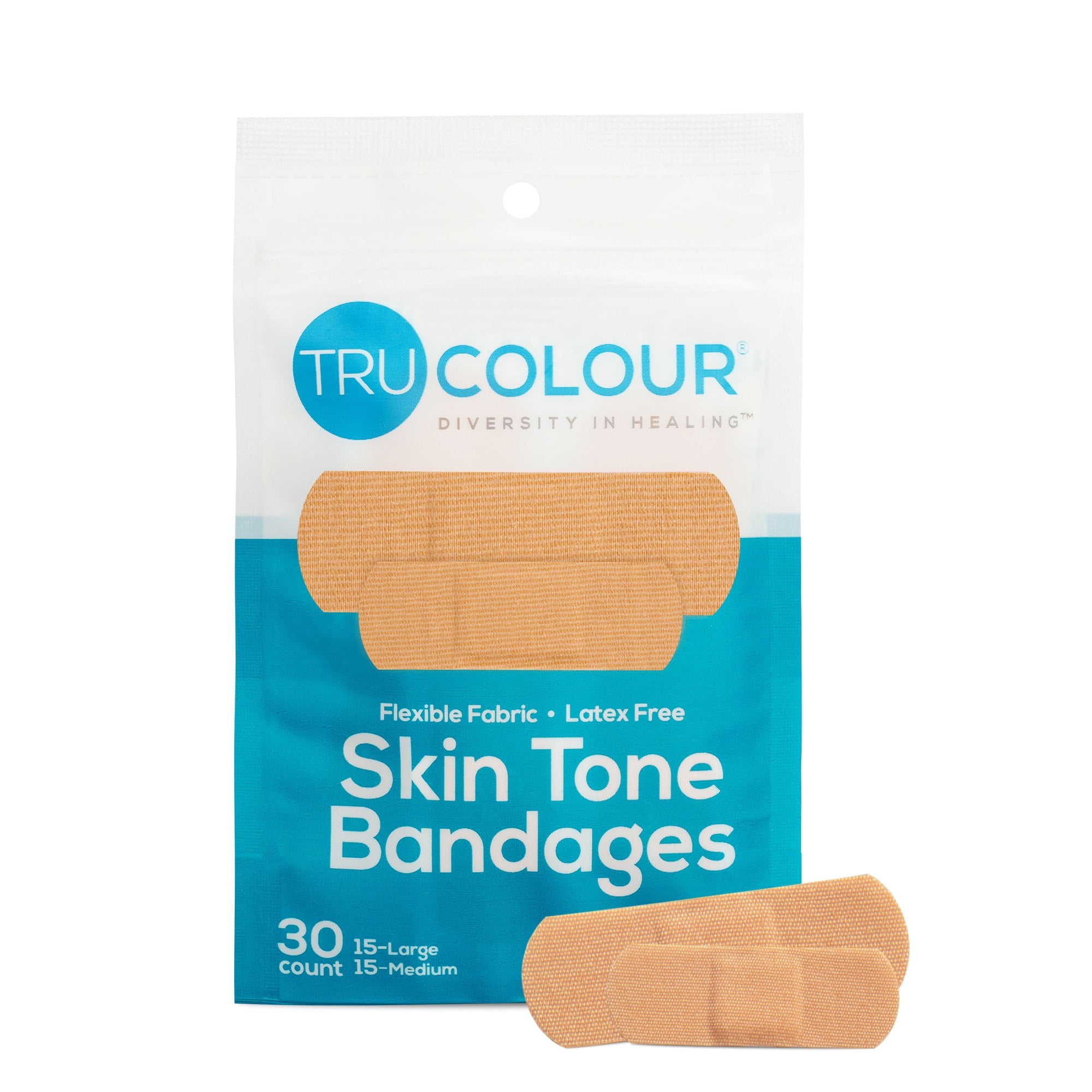 TruColour Skin Tone Bandages, Flexible Fabric, Sterile - Beige, 30 ...