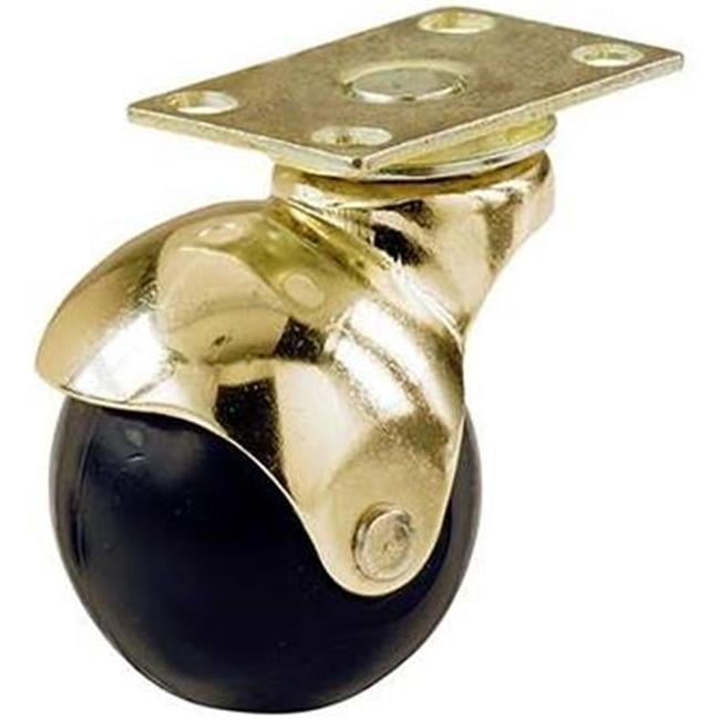 TruGuard F28821TV Wheel Caster, Black With Brass Hood Caster With Plate ...