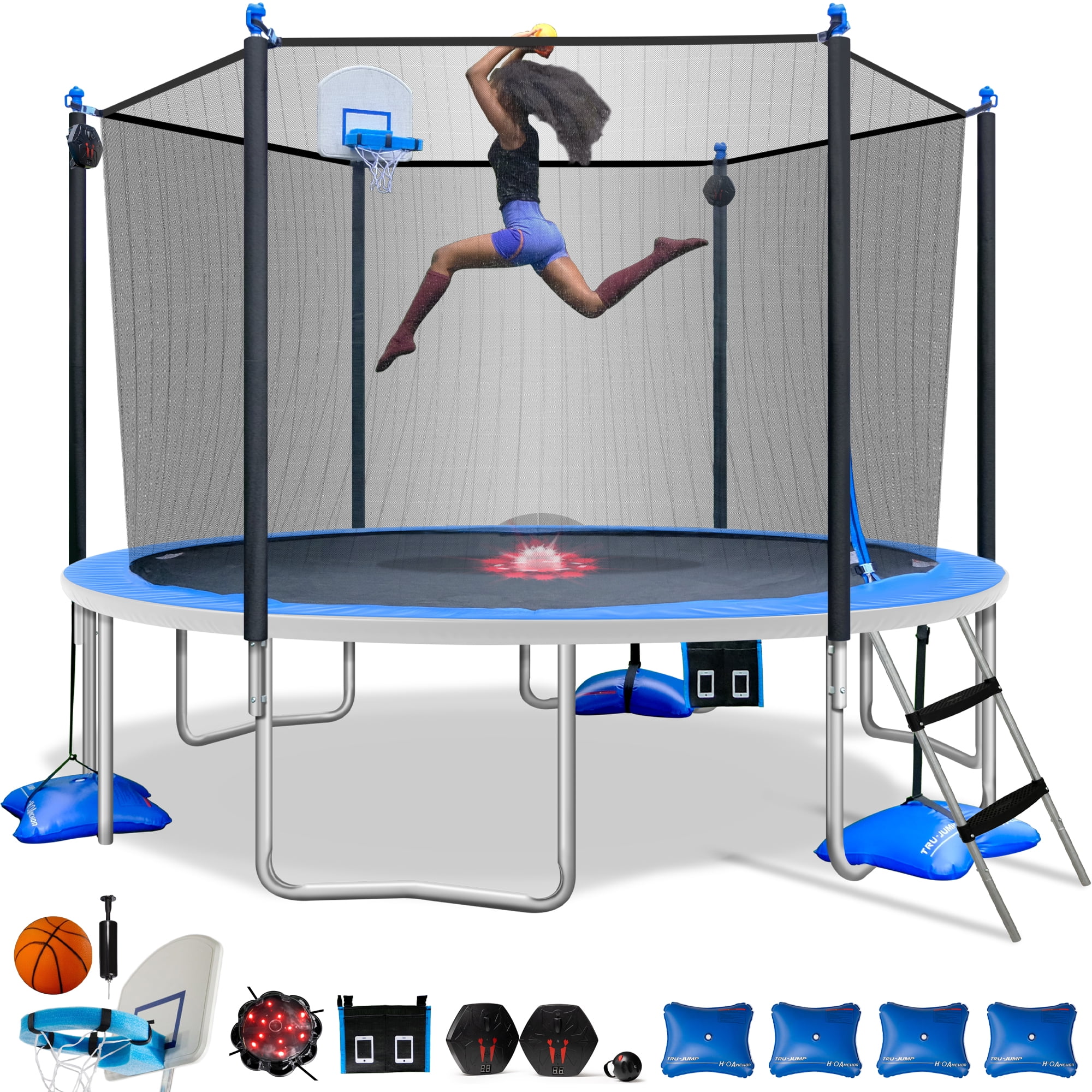 TruJump 15 FT ULTIMATE MULTIPLAY Heavy Duty Outdoor Trampoline with ...