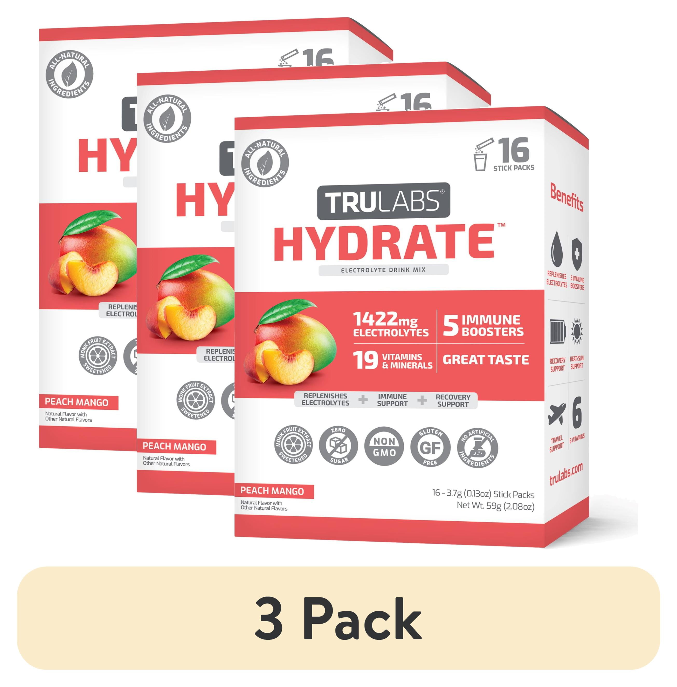 (3 pack) TruLabs Hydrate Powders Peach Mango, 16 Servings - Walmart.com