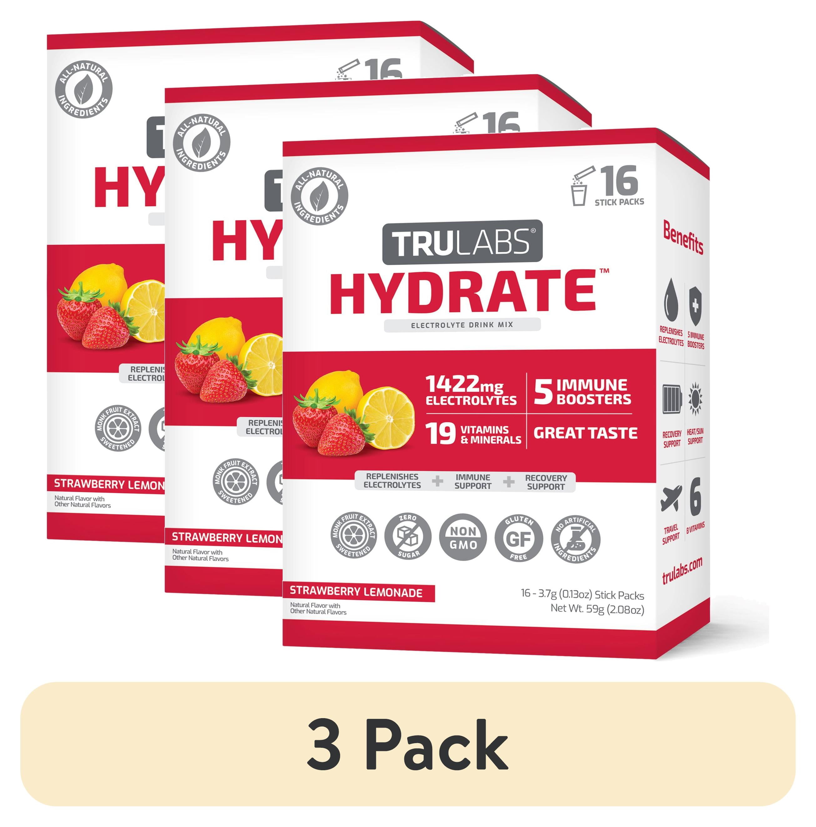 (3 pack) TruLabs® Hydrate Powders Strawberry Lemonade, 16 Servings ...