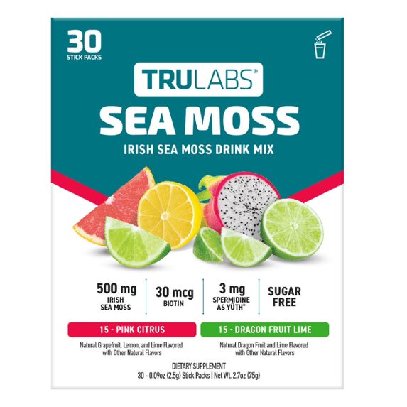 TruLabs Sea Moss Drink Mix Powder Pink Citrus and Dragon Fruit Lime 30 ...