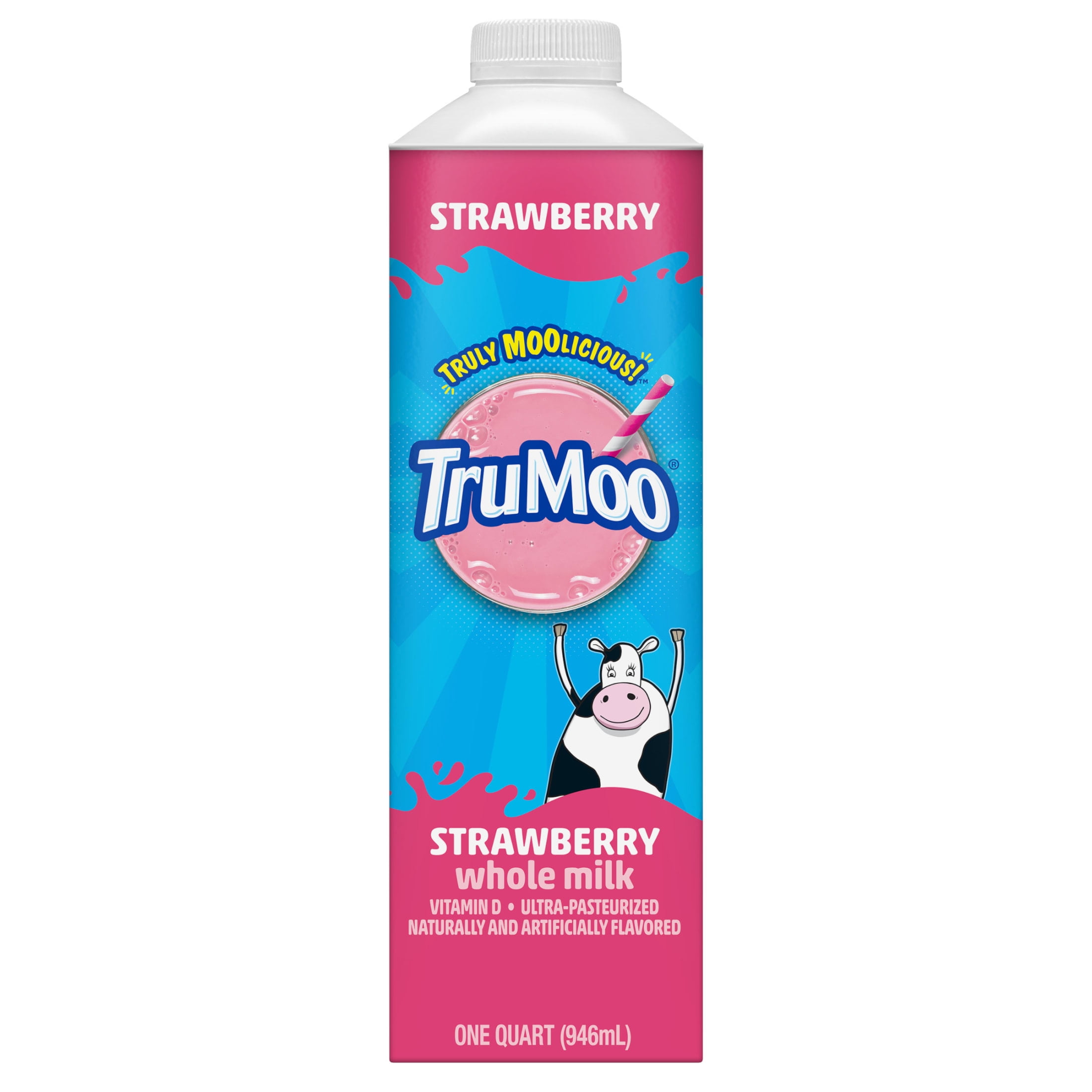 TruMoo Milk Whole Strawberry Vitamin D Ultra-Pasteurized Quart Paper ...
